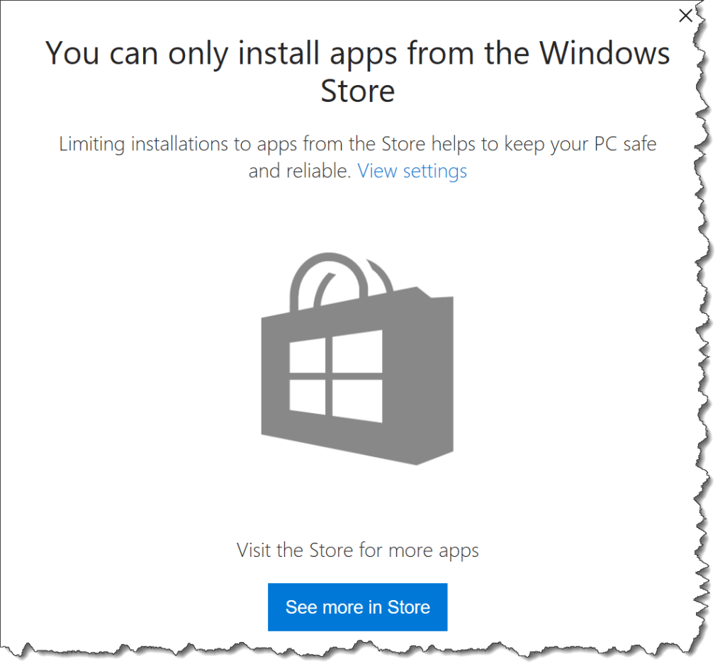 Preventing installation of apps from outside the Store in Windows 10 ...