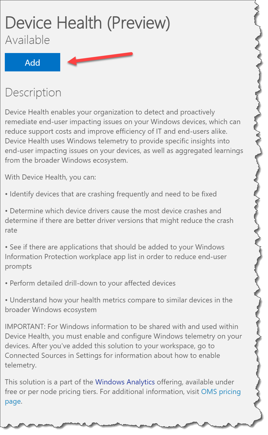 How to enable : Windows Analytics – Device Health – Cloud First