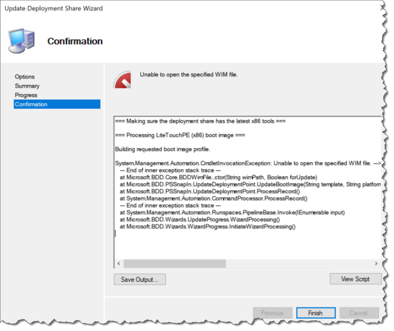 Unable to open the specified WIM file – error in MDT after upgrading to ...