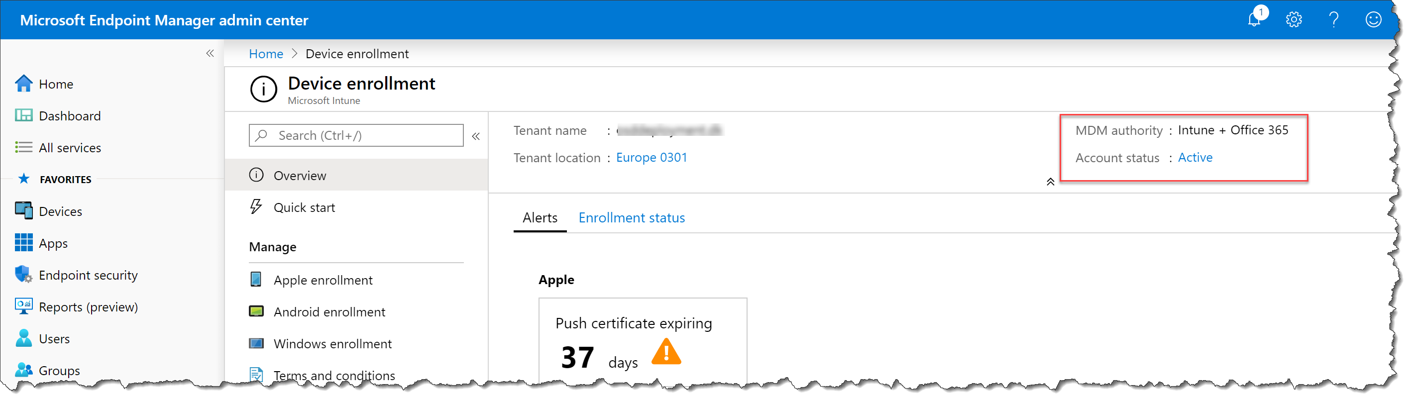 Check if your Intune is in coexistence MDM authority with Office 365 ...